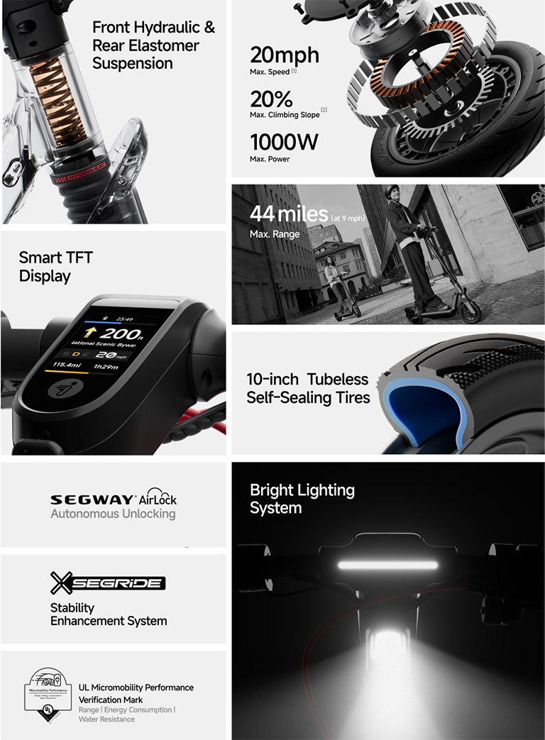 Segway eKickScooter F3 , Reliable Commute, Stylish Design