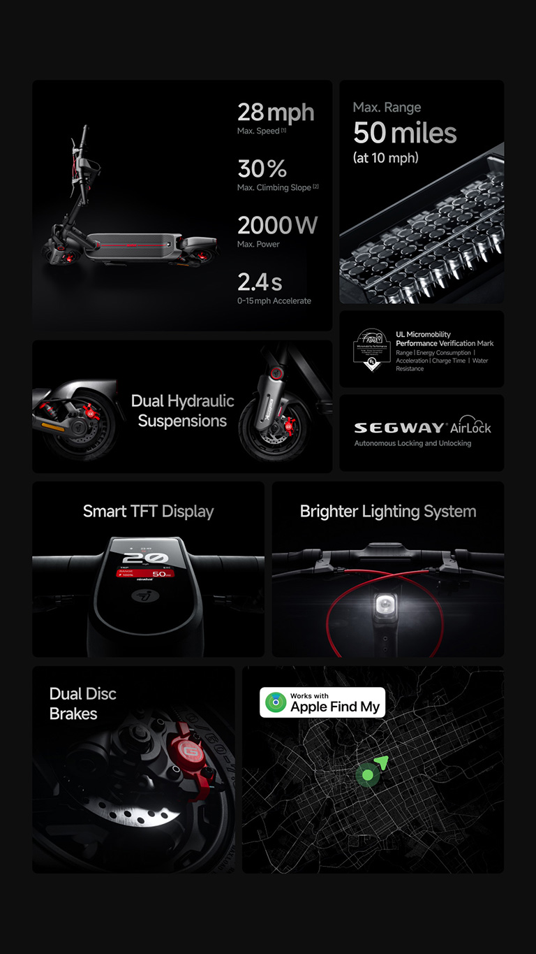 Segway eKickScooter MAX G3 , Powerful Motor, Long-lasting Battery