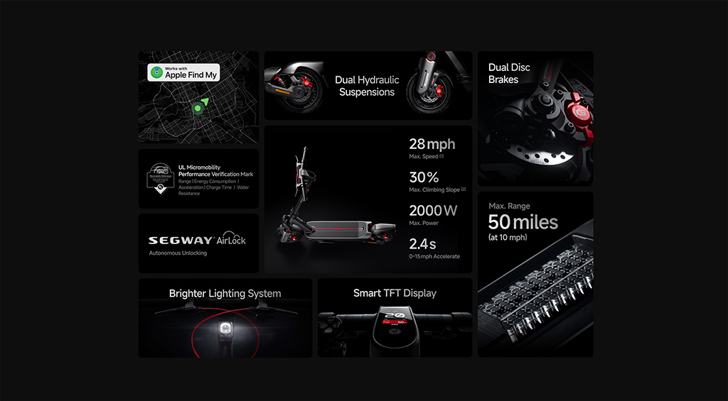 Segway eKickScooter MAX G3 , Powerful Motor, Long-lasting Battery