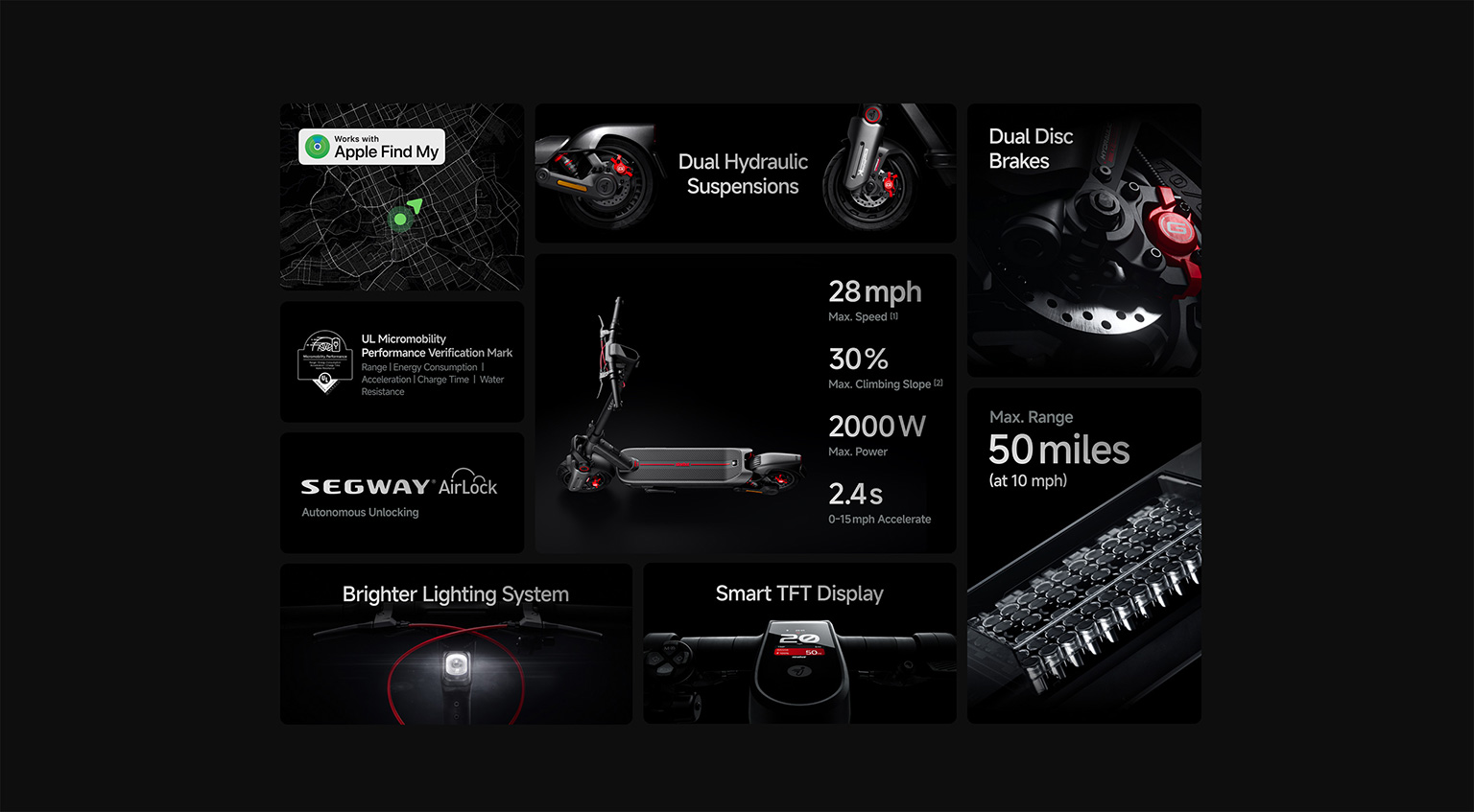 Segway eKickScooter MAX G3 , Powerful Motor, Long-lasting Battery